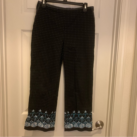 Pants & Jumpsuits | Black And Blue Patterned Pants Size 6 | Poshmark